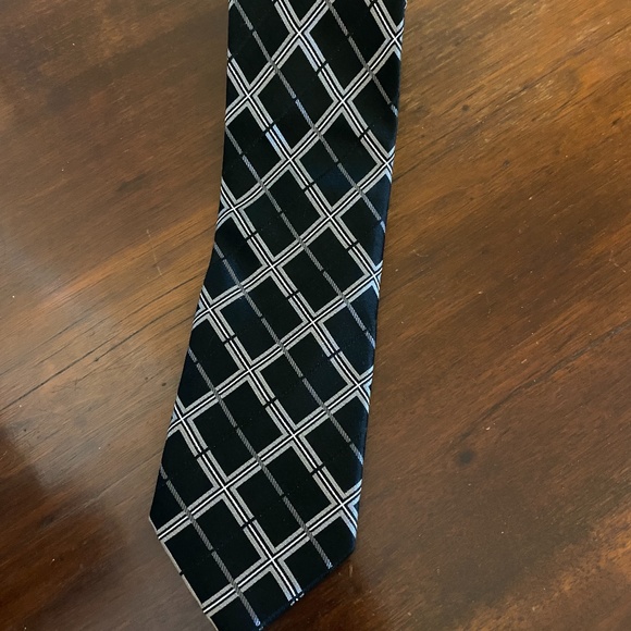George | Accessories | George Black Silver Gray Silk Neck Tie | Poshmark